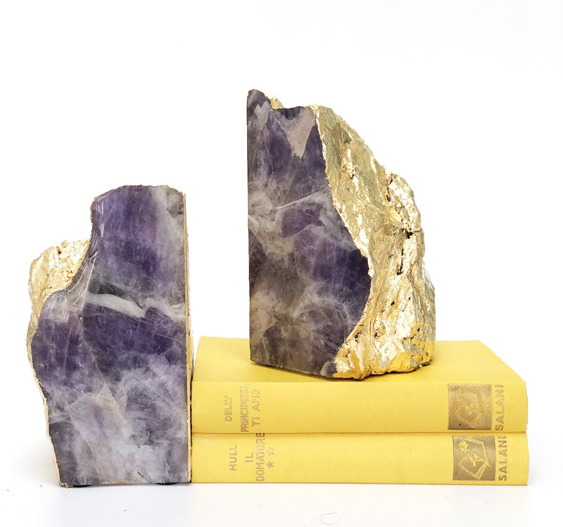 Banded Amethyst Bookends | Natural Rock Bookends | Design Pretty ...